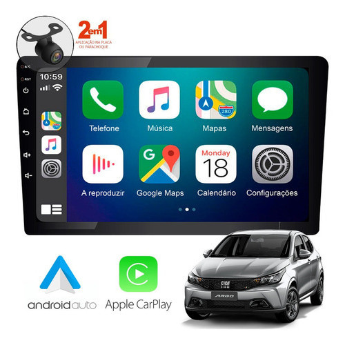 Central Multimidia MP5 Touch Fiat Argo e Cronos 2017 até 2024 Carplay Android Auto 9 Polegadas ...