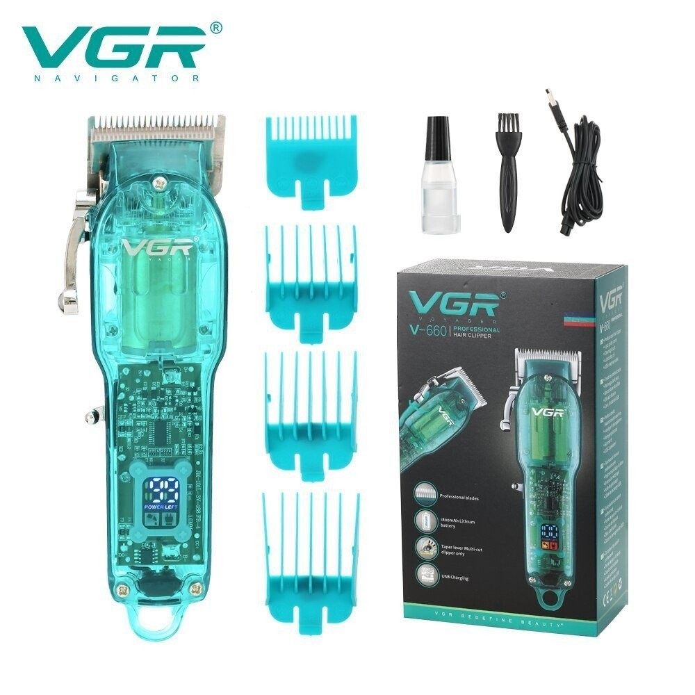 Vgr Máquina De Corte De Cabelo Transparente Corpo Elétrico Hair Clipper Profissional Aparador De ...