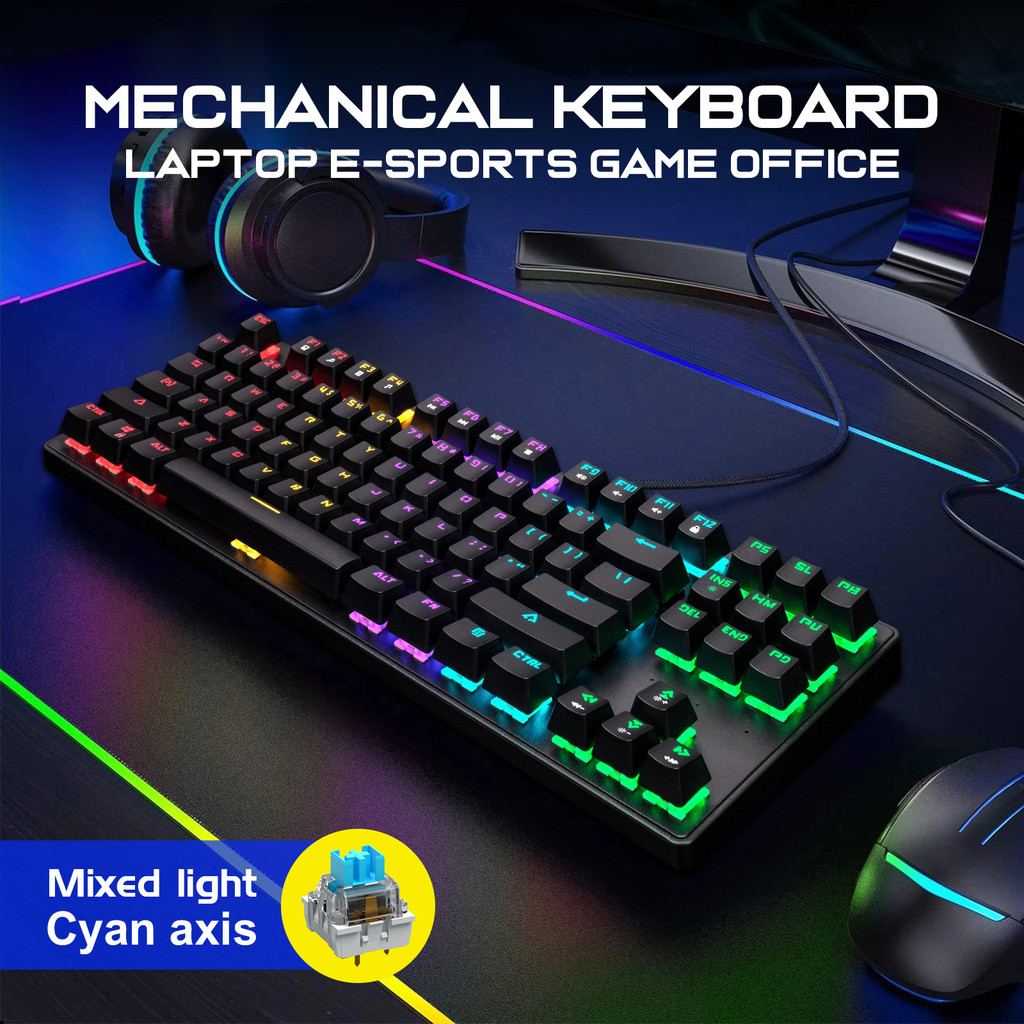 [2025] Teclado Mecânico de Metal K87 87 Teclas RGB Retroiluminado Interruptor Azul Acessórios ...