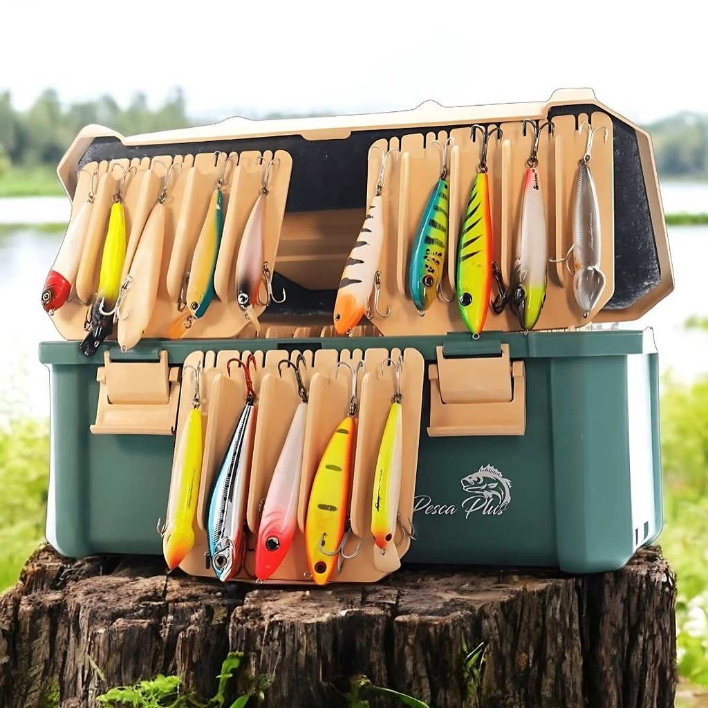 Caixa organizadora Pesca Plus para iscas artificial, capacidade para 80 iscas | Shopee Brasil