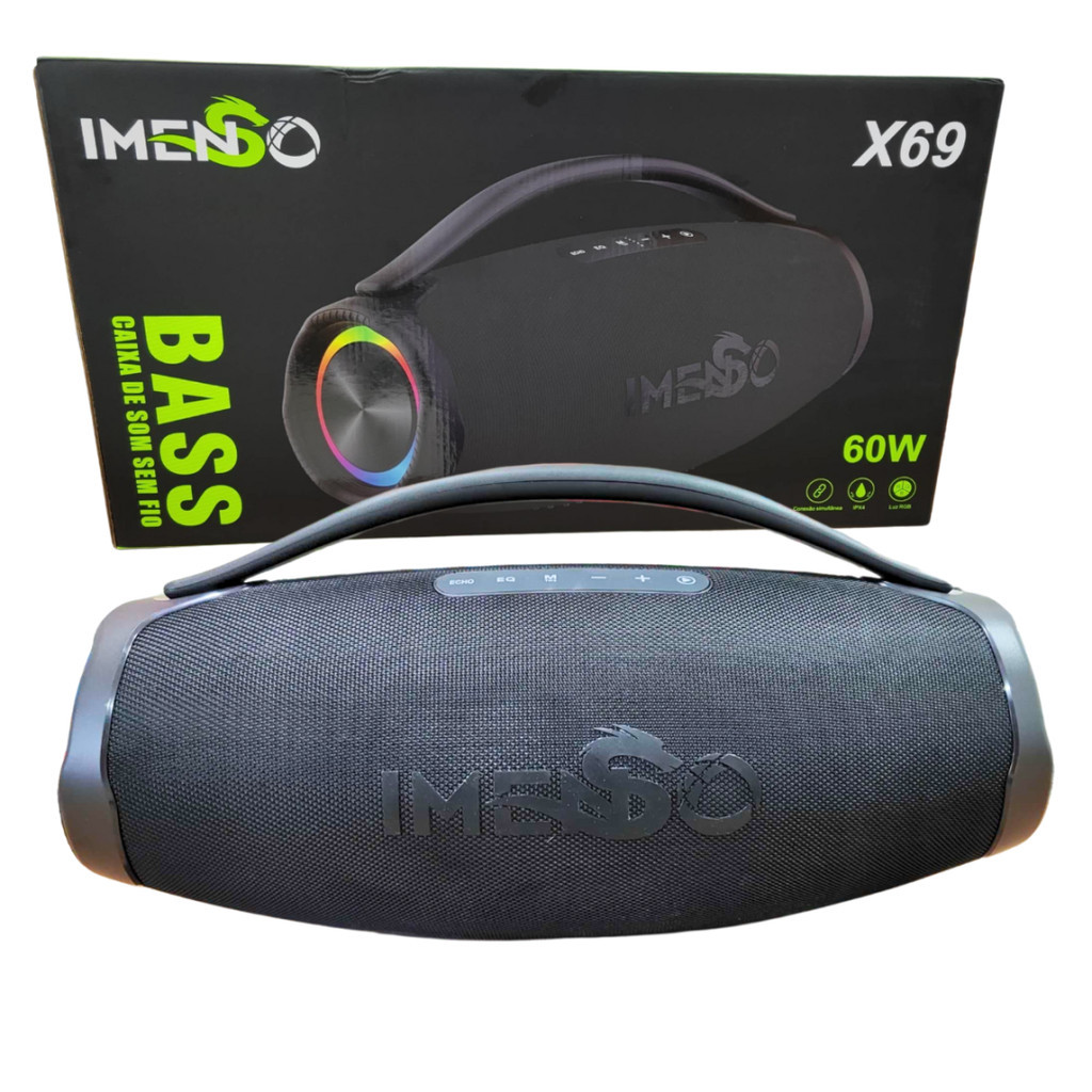 Caixa De Som Boombox Imenso x69 Classificação IPX4 60W | Shopee Brasil