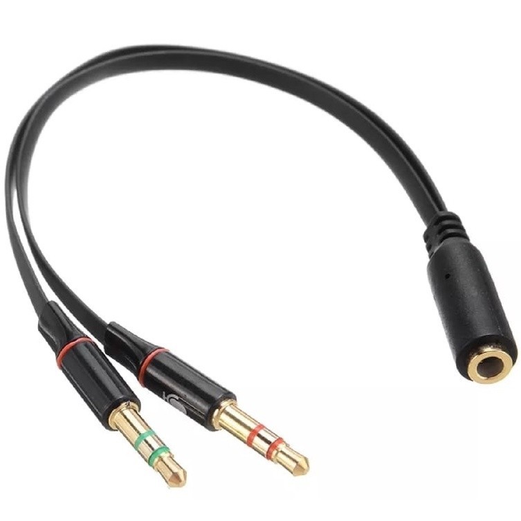 Cabo De Áudio Adaptador P2 1 Entrada P3 fêmea 2 saídas P2 macho PC ...