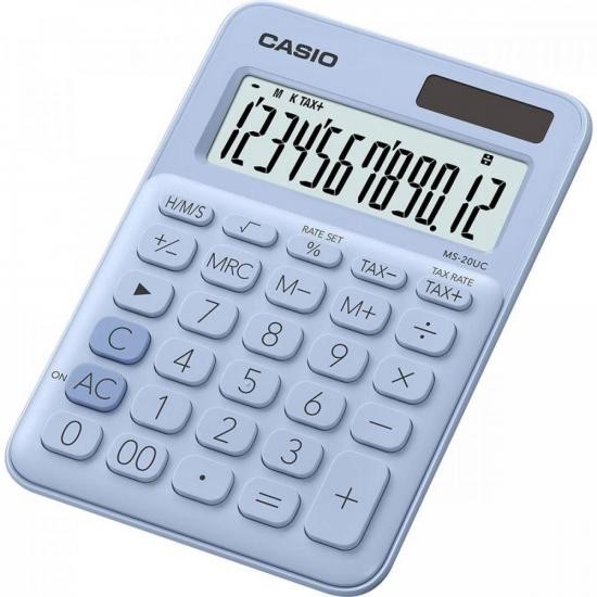 Calculadora de Mesa Casio MS20UC 12 Dígitos Azul Claro | Shopee Brasil