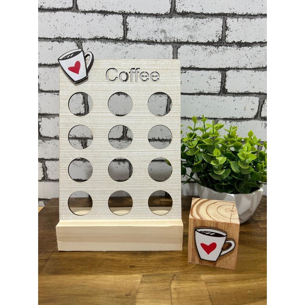 Porta Cápsula de Café e Cubo em Madeira Dolce Gusto Nespresso e Três ...
