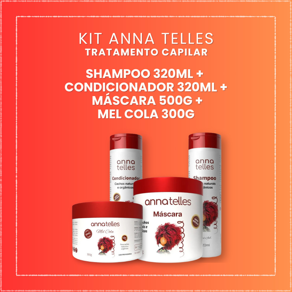 Kit Anna Telles - Shampoo 320ml + Máscara 500g + Condicionador 320ml ...