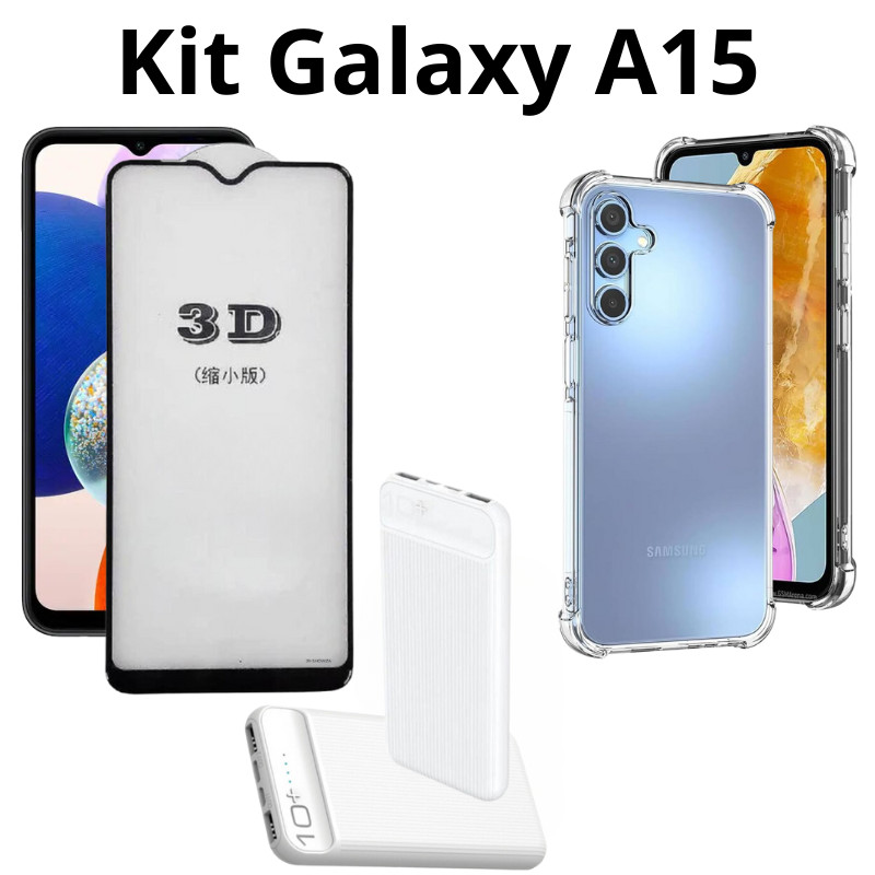 Capa Transparente + Película 3D de Vidro + Power Bank 10.000 mah para ...