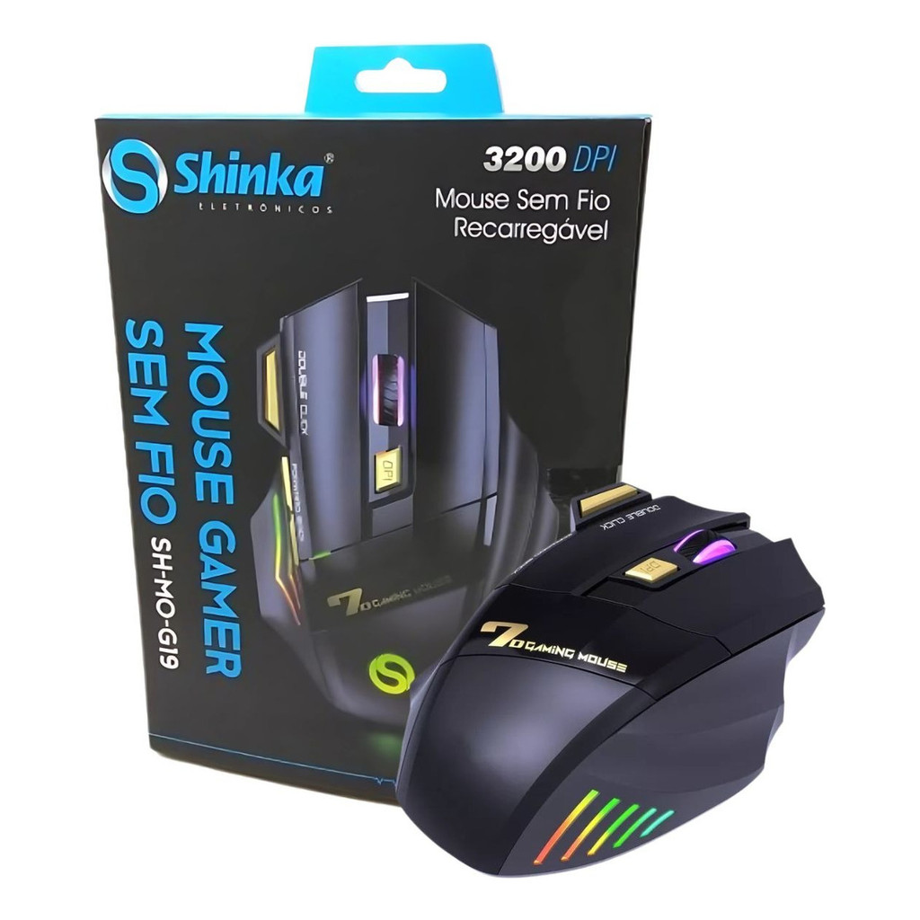 Mouse Gamer Sem Fio Recarregável Shinka Cor Preto | Shopee Brasil