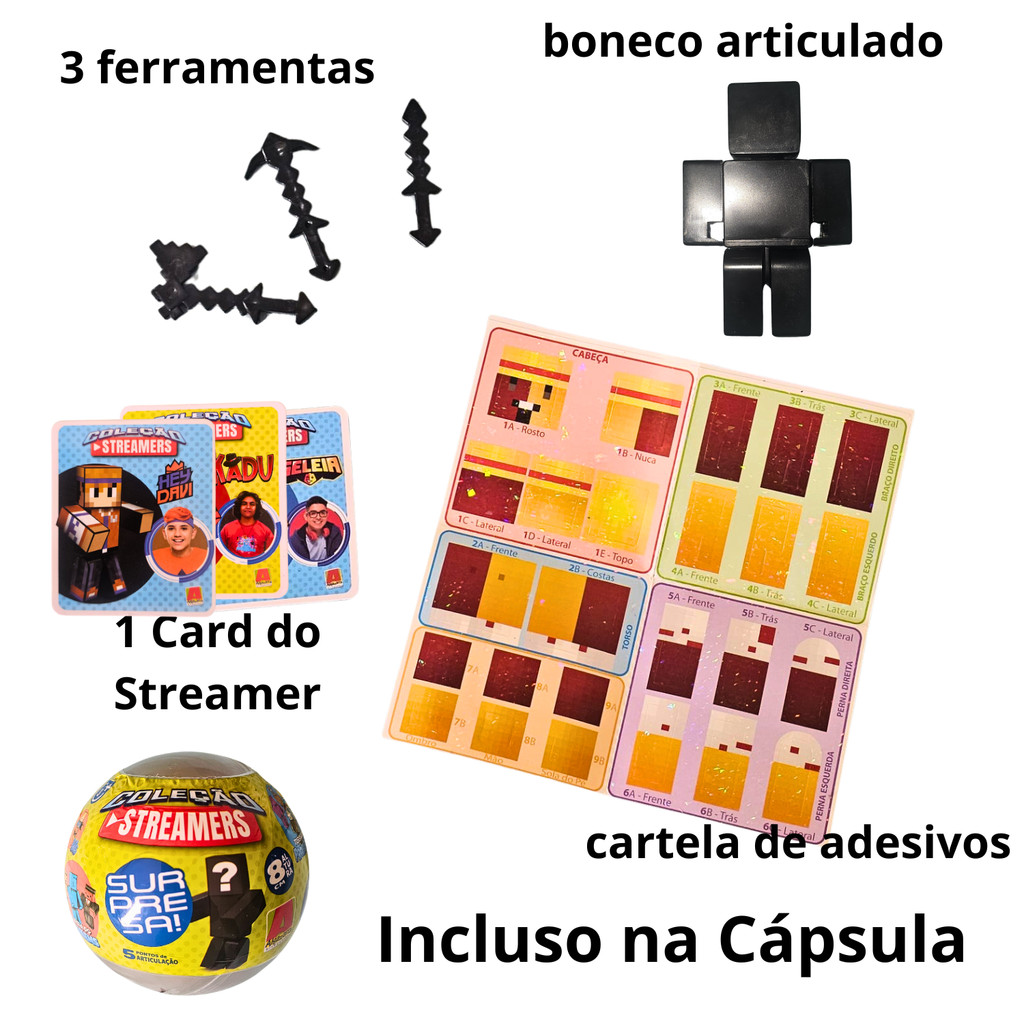 Boneco Streamer Mel -minecraft- 8cm - Algazarra | Shopee Brasil