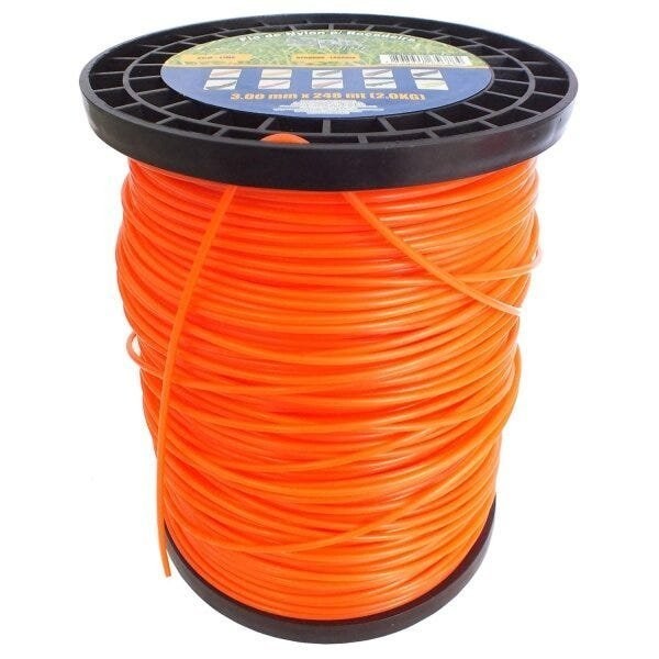 Rolo de Fio de Nylon 248 Metros 3,00mm Redondo para Roçadeira Spin ... Rolo de Fio de Nylon 248 Metros 3,00mm Redondo para Roçadeira Spin ...
