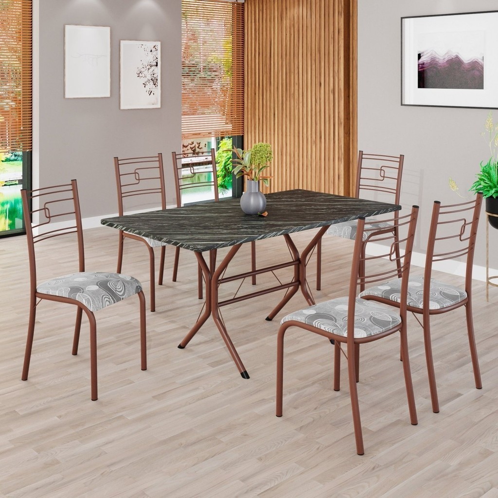 Conjunto Sala de Jantar Mesa Retangular 140x75cm Tampo Madeira Mdp ...