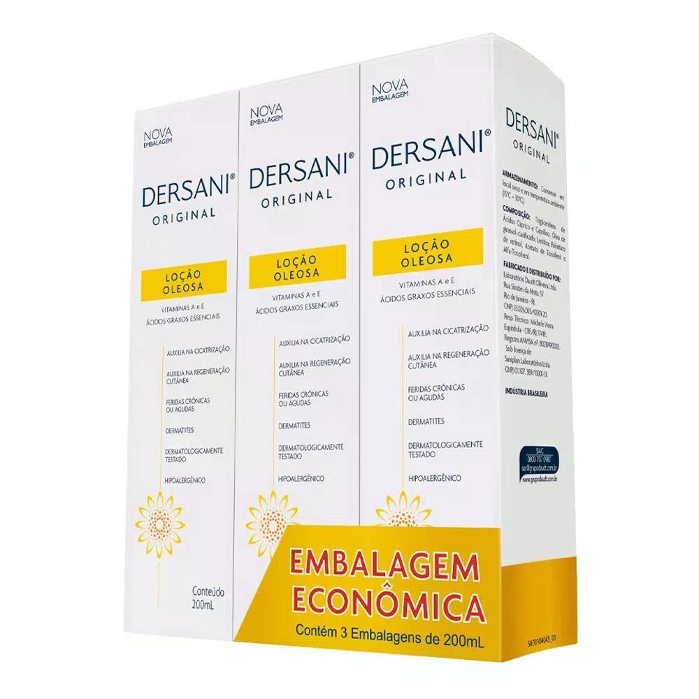 Kit Dersani Loção Oleosa Original 3 Unidades Com 200ml Cada | Shopee Brasil