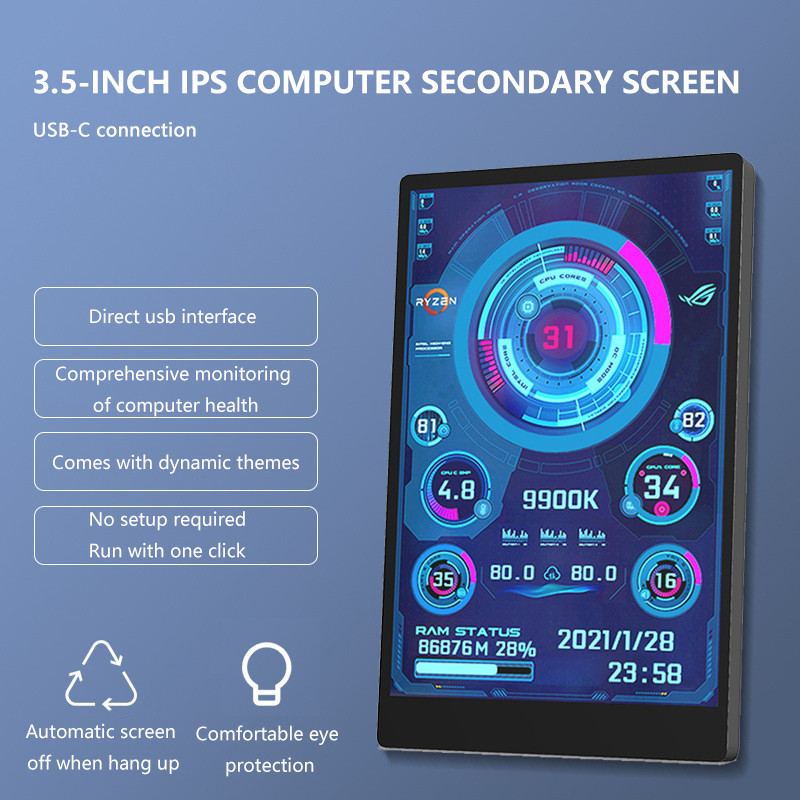 Novo Monitor De 3,5 Polegadas IPS TYPE-C De Tela Secundária De ...