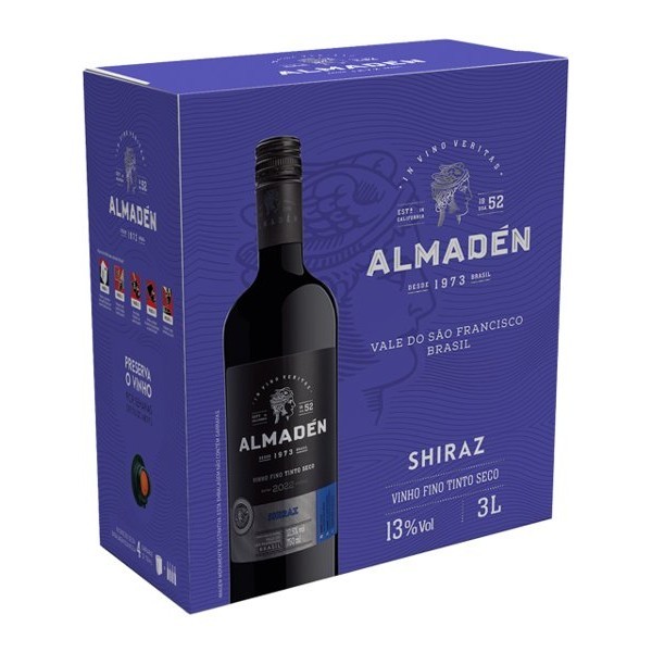 VINHO ALMADEN SHIRAZ TINTO SECO BAG IN BOX 3LTS | Shopee Brasil
