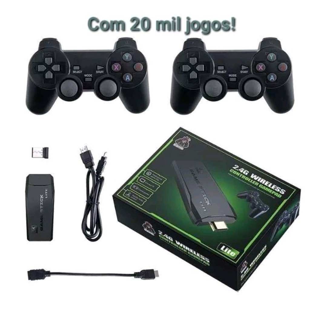 Video game Stick 4K Com 20000 Jogos 64gb 2 Controles Sem Fio Console ...