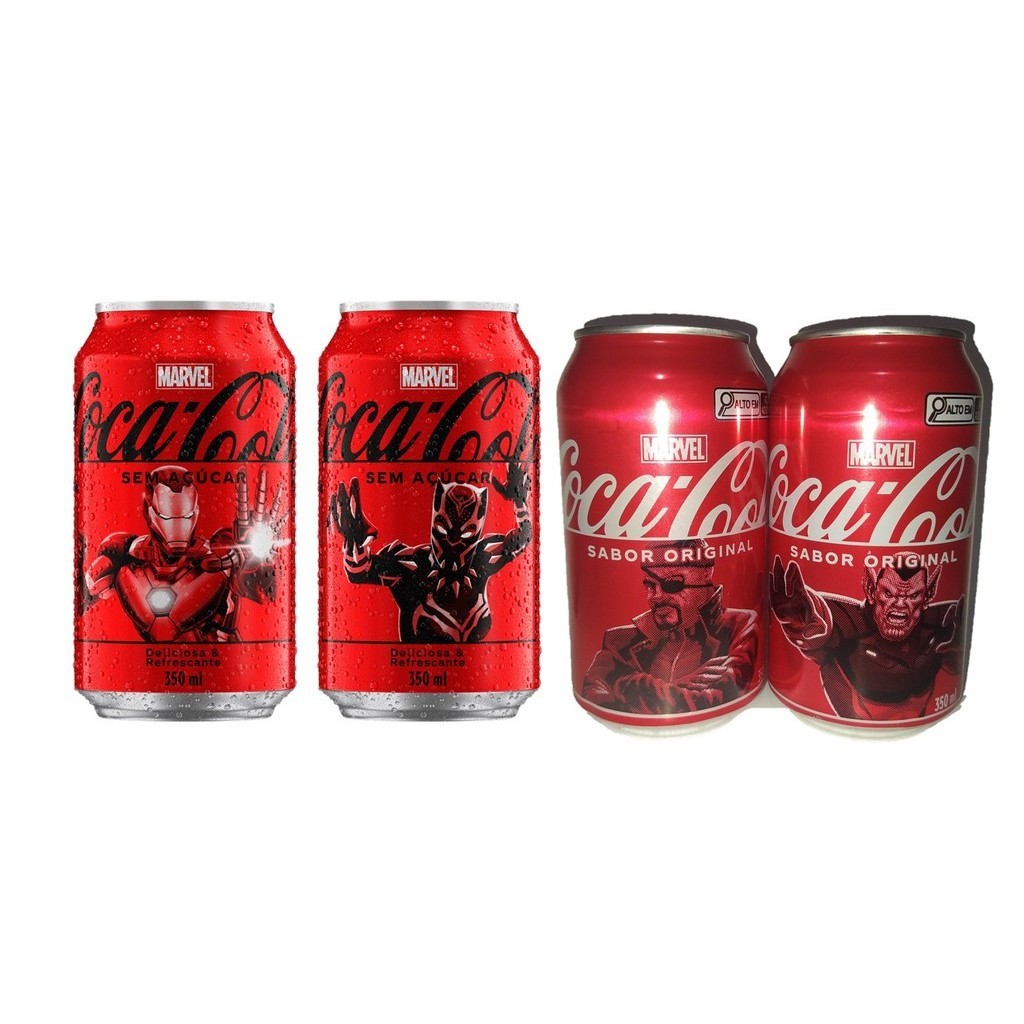 Kit 4 Coca Cola Marvel Nick Fury, Skrull, Homem de Ferro e Pantera ...