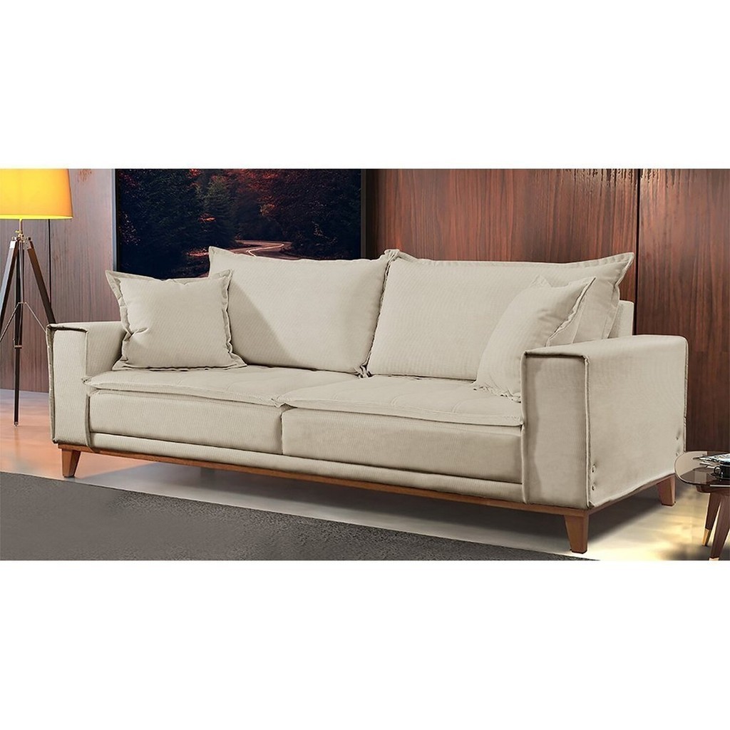 Sofá Fixo 3 Lugares Luxo 220 Cm Aquiles | Shopee Brasil