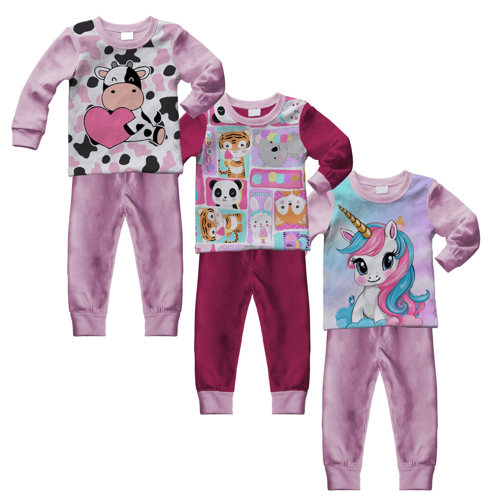 Kit Pijama Infantis 6 peças Menina - Conforto e Qualidade - Tamanhos 1 ...