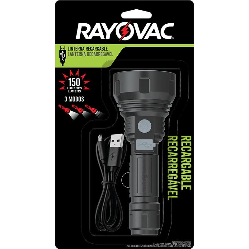 LANTERNA RAYOVAC RECARREGAVEL USB BIG 150 LUMENS | Shopee Brasil