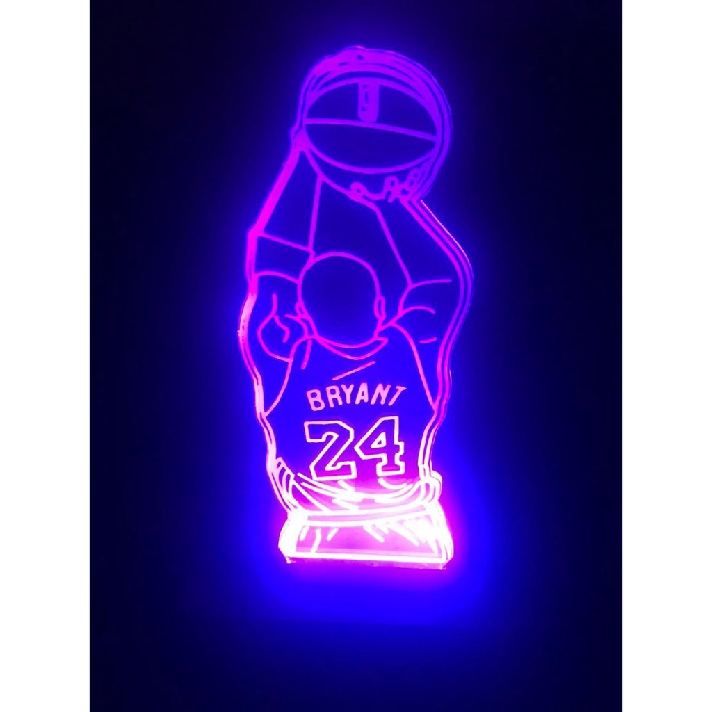 Kobe Bryant Luminária Led 3d 16 Cores+controle Los Angeles Lakers ...