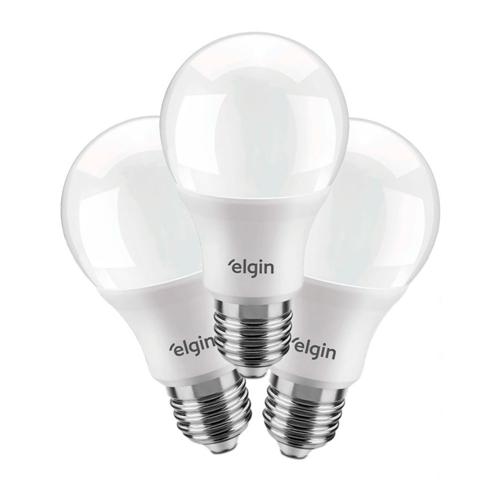 Kit com 3 Lâmpadas Bulbo Led 4,9W Bilvot 6500K Branco Frio Elgin | Shopee Brasil