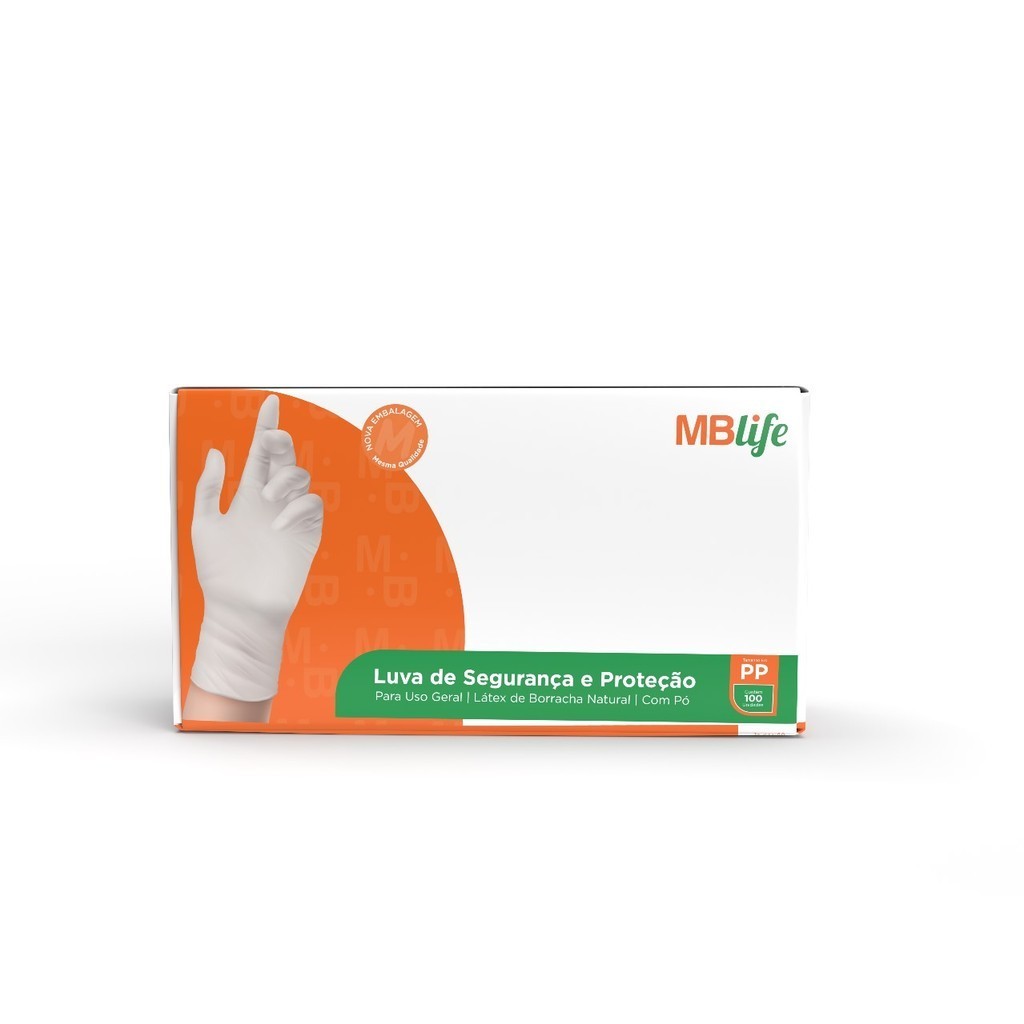 Luva Látex Profissional c/ Pó MBLIFE c/ 100un Tamanho PP/XP | Shopee Brasil