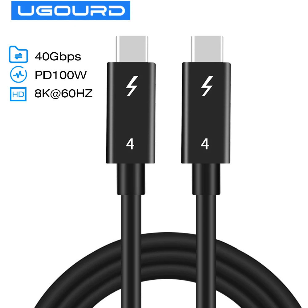 2m Thunderbolt 4 cabo coaxial USB4 tipo c para tipo c 40Gbps PD 100W Cabo de carregamento rápido ...