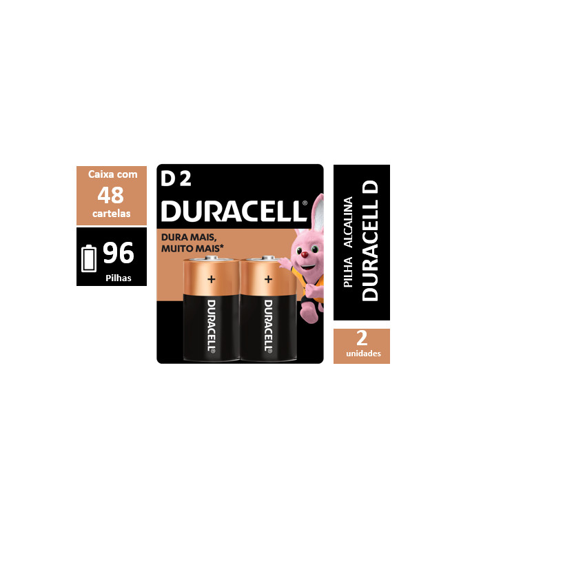 Caixa 96 Pilhas Duracell Alcalina Grande D (48x2un) | Shopee Brasil