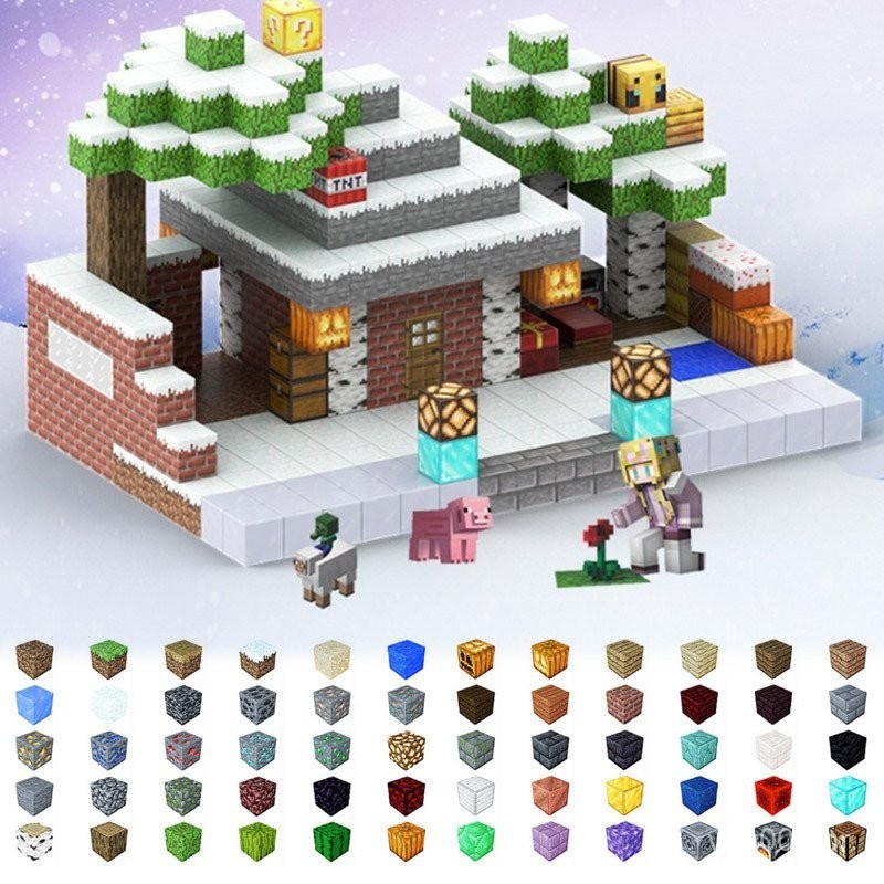 2CM DIY Minecraft Building Block Set Merchandise Magnet Toy Mina ...