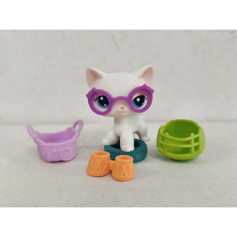 Figura LPS da Littlest Pet Shop, Gato Branco e Rosa # 64 W/4pcs ...