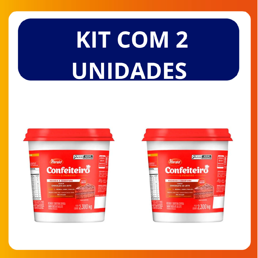 Kit c/2 Unidades Recheio e Cobertura Harald Confeiteiro 2,3kg Chocolate ao Leite | Shopee Brasil