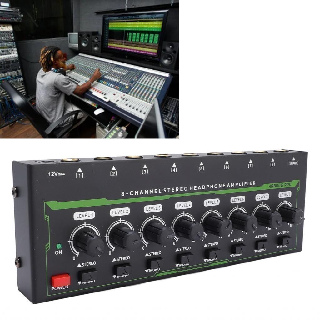 Headphone Amplifier 8 Channel Metal Casing Stereo for Studio and Stage ...