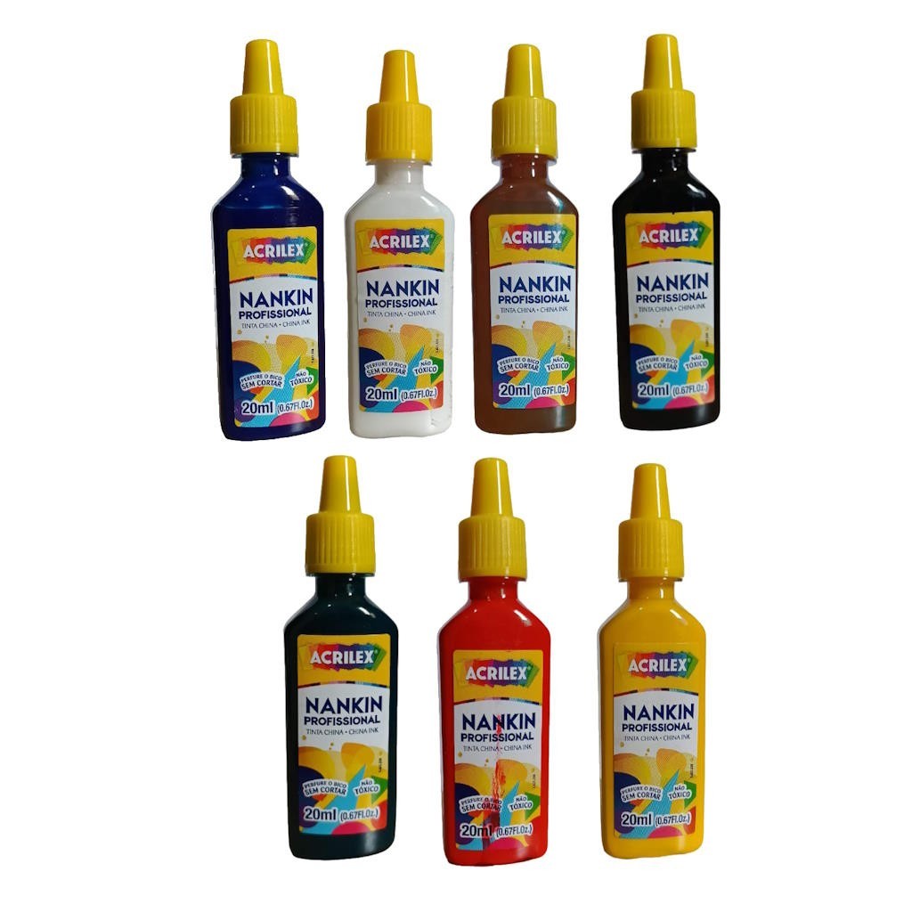 Tinta Nankin Profissional 20ml Acrilex - Kit com 7 cores | Shopee Brasil
