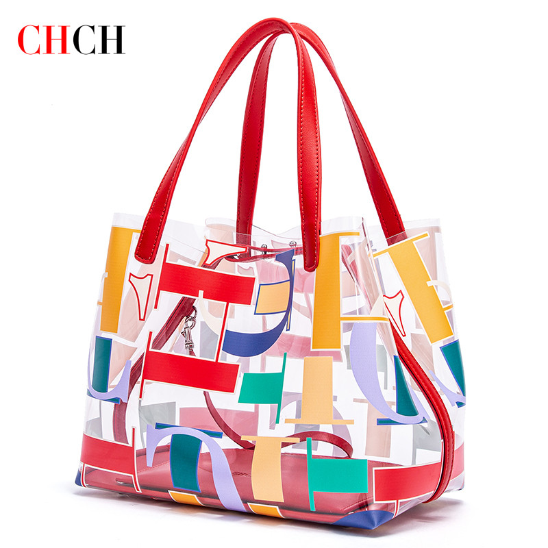 CHCH Saco Tote Feminino De Verão Nova Marca Transparente Impresso Da ...