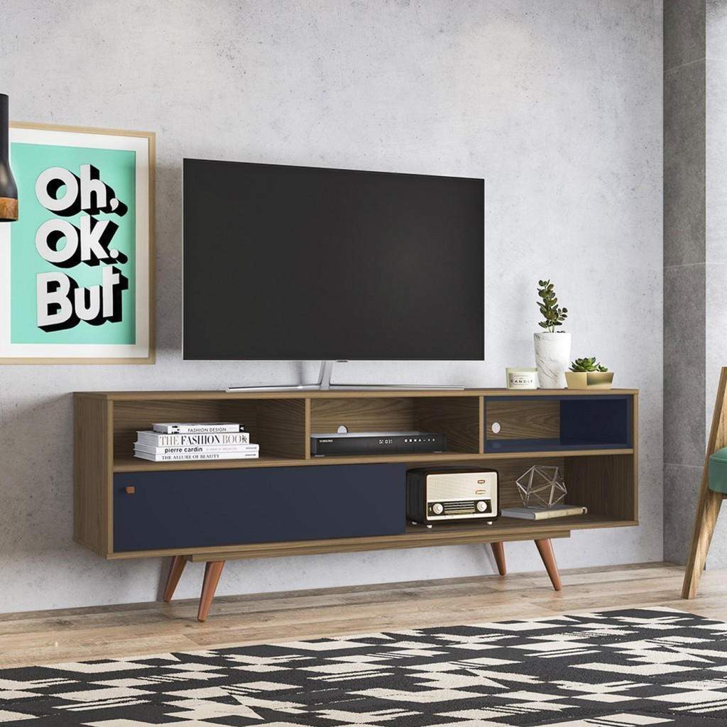 Rack Retrô para Tv até 60 polegadas Lyon Sala de Estar Freijó/Azul Navy - Olivar Móveis | Shopee ...
