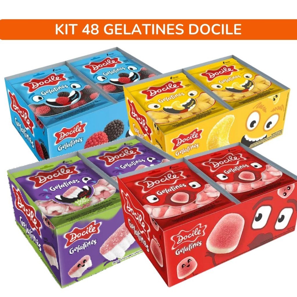 Kit 48 Pacotinhos Docile 15g cada Beijinho Banana Dentadura E Amora ...