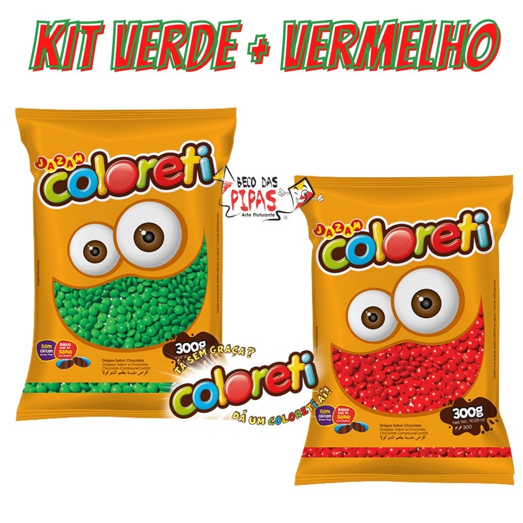 Kit Confeito Coloreti Verde / Vermelho 300g Jazam | Shopee Brasil