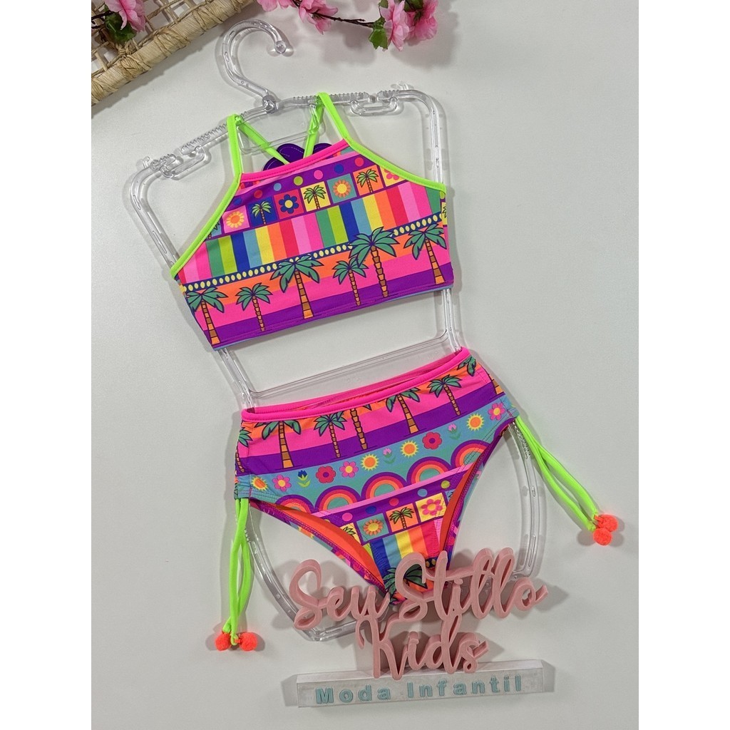 Biquini Infantil Siri Kids Laila Neon Tropical | Shopee Brasil