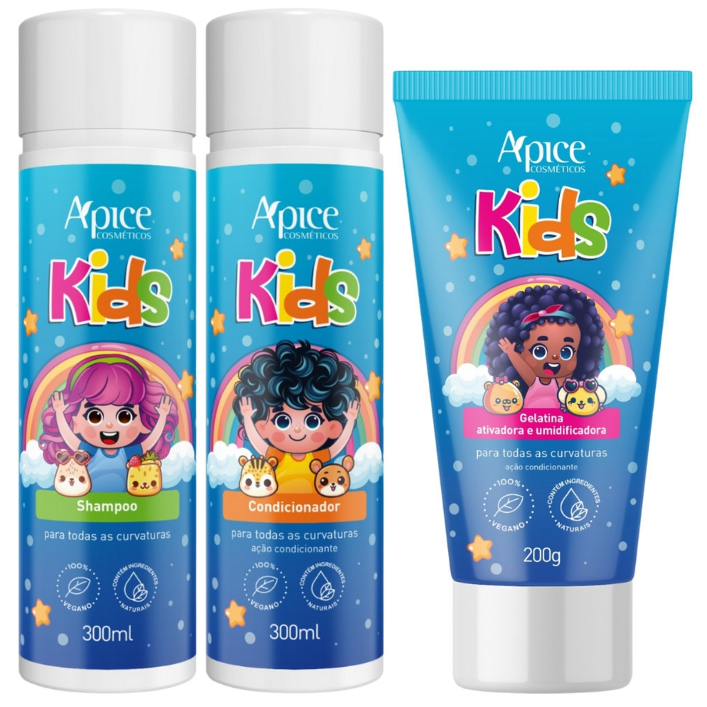 Kit Apse Apice Kids Shampoo + Condicionador + Gelatina Ativadora ...