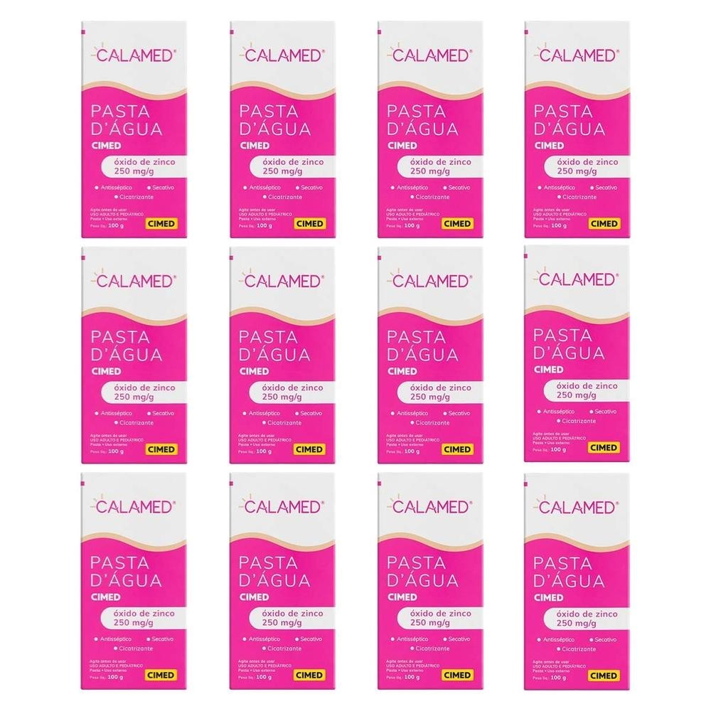 Kit 12 unidades Pasta D'Água 250mg/g Calamed 100g | Shopee Brasil