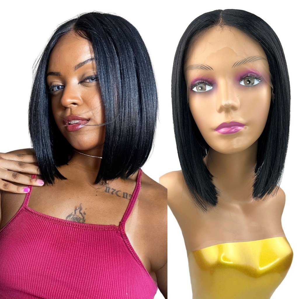 Peruca Curta Front Lace Fibra Organica Aspecto Humano +cap | Shopee Brasil