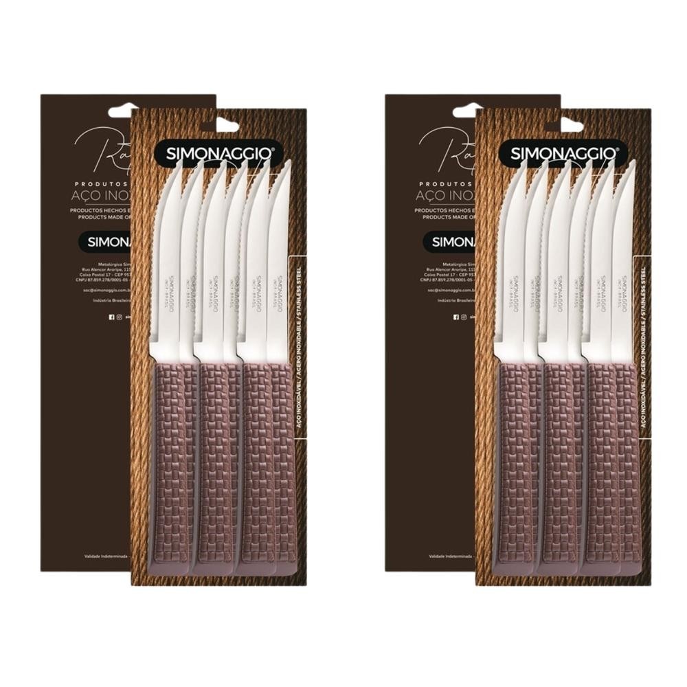 Faca de Mesa cabo de Rattan Simonaggio 12Unidades | Shopee Brasil