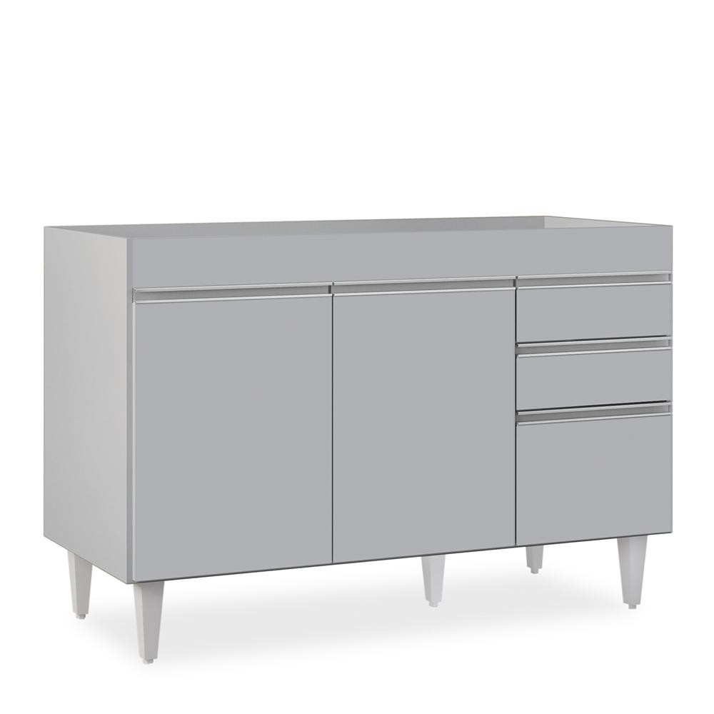Balcão de Cozinha Para Pia 120cm 3 Portas Sem Tampo Michigan Cinza Claro - Lumil | Shopee Brasil