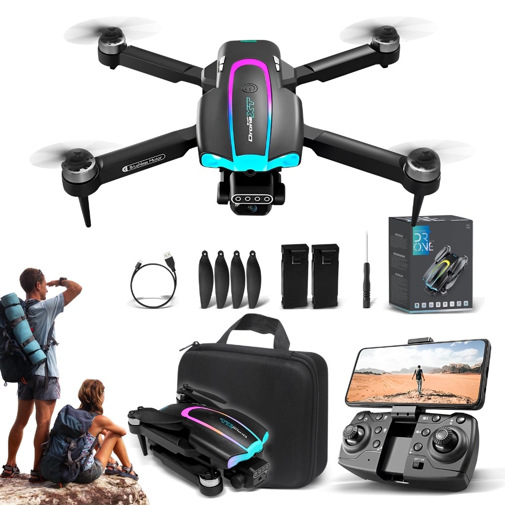 Drone sem escovas XT105 Bateria de fluxo ótico de lente dupla 4K ...