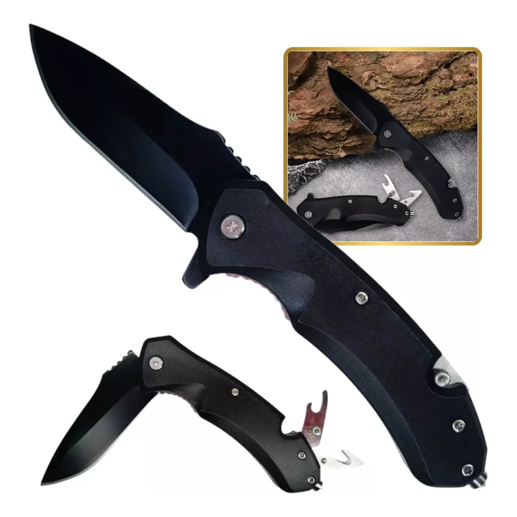 Canivete Tático Dobrável Resistente Portátil Aço Inoxidável Lamina Lisa ...