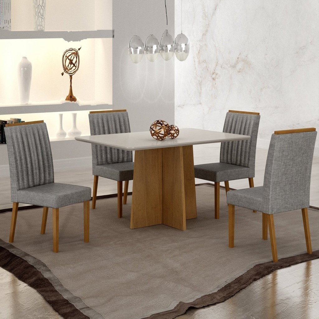 Conjunto Mesa Jade 120cm com 4 Cadeiras Mari | Shopee Brasil
