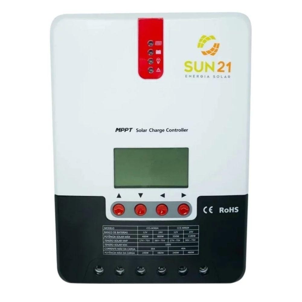 Controlador de carga MPPT 40A 12/24V SUN21 - CCS-M4024 | Shopee Brasil