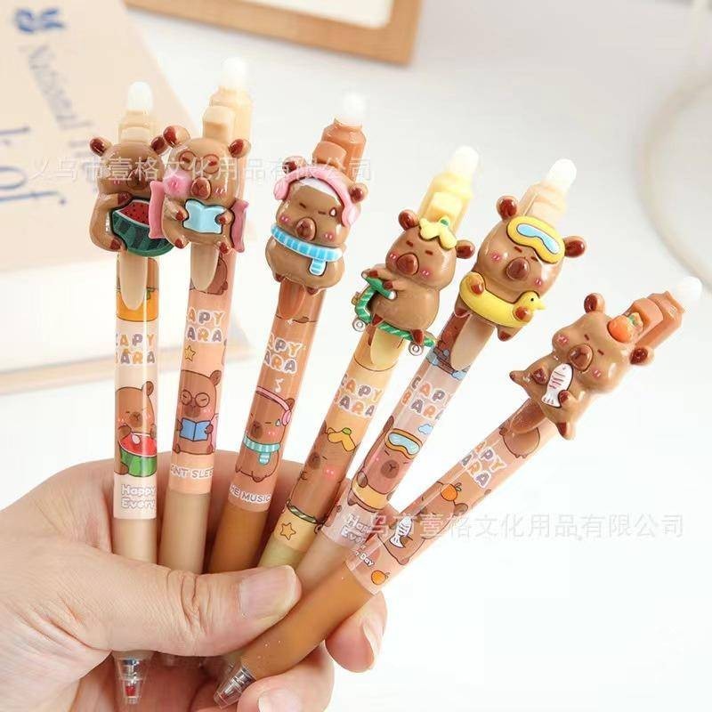 6Pcs/Set Capybara Caneta Apagável Com Tinta Azul kawaii Resina gel ...