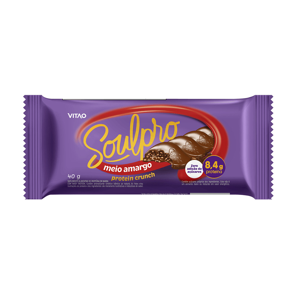 Kit Chocolate Proteico Meio Amargo Zero Soulpro 40g com 6 un 240g | Shopee Brasil