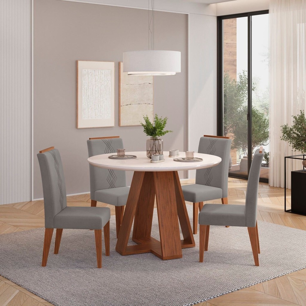 Mesa Kiara Redonda com 4 Cadeiras Yasmin | Shopee Brasil