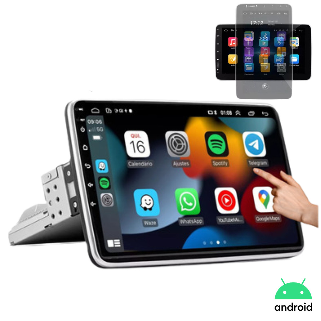Multimidia 10 Tela Rotativa Android 12 Carplay Android Auto | Shopee Brasil
